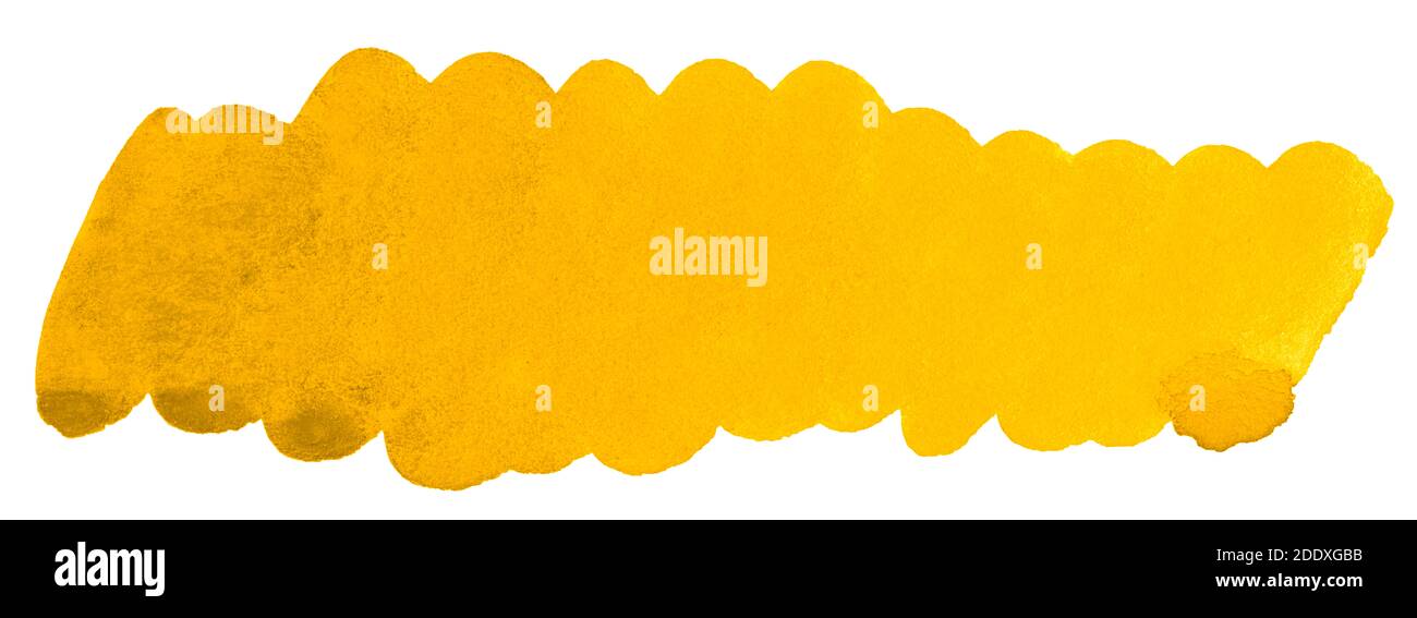 Vibrant yellow watercolor abstract background, isolated oblong spot ...
