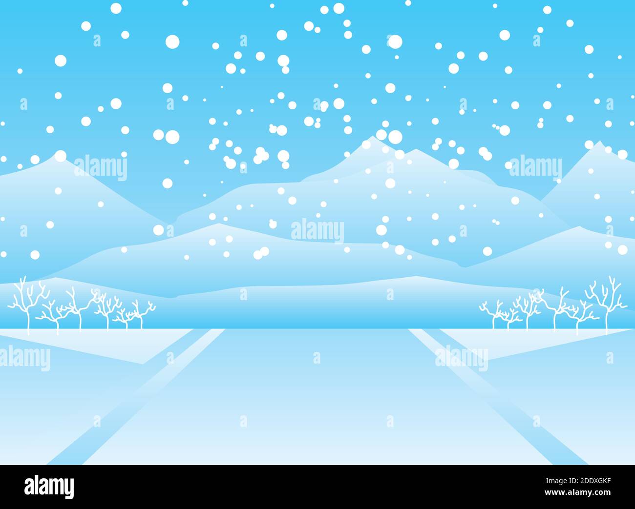 winter landscape panorama snow covered trees snowfall background vector ...