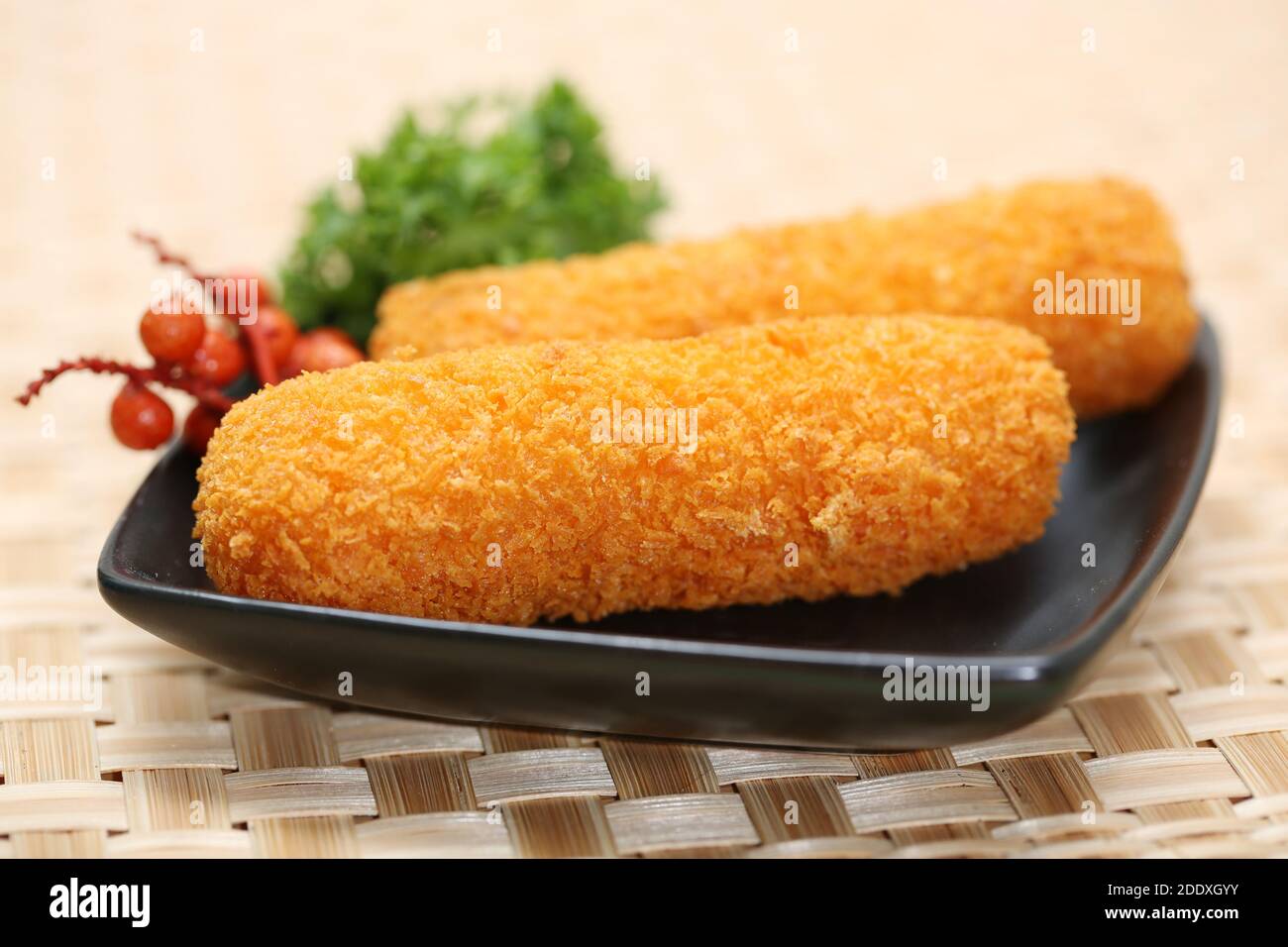 Korokke or Croquette the traditional japanese food two slice a deep ...