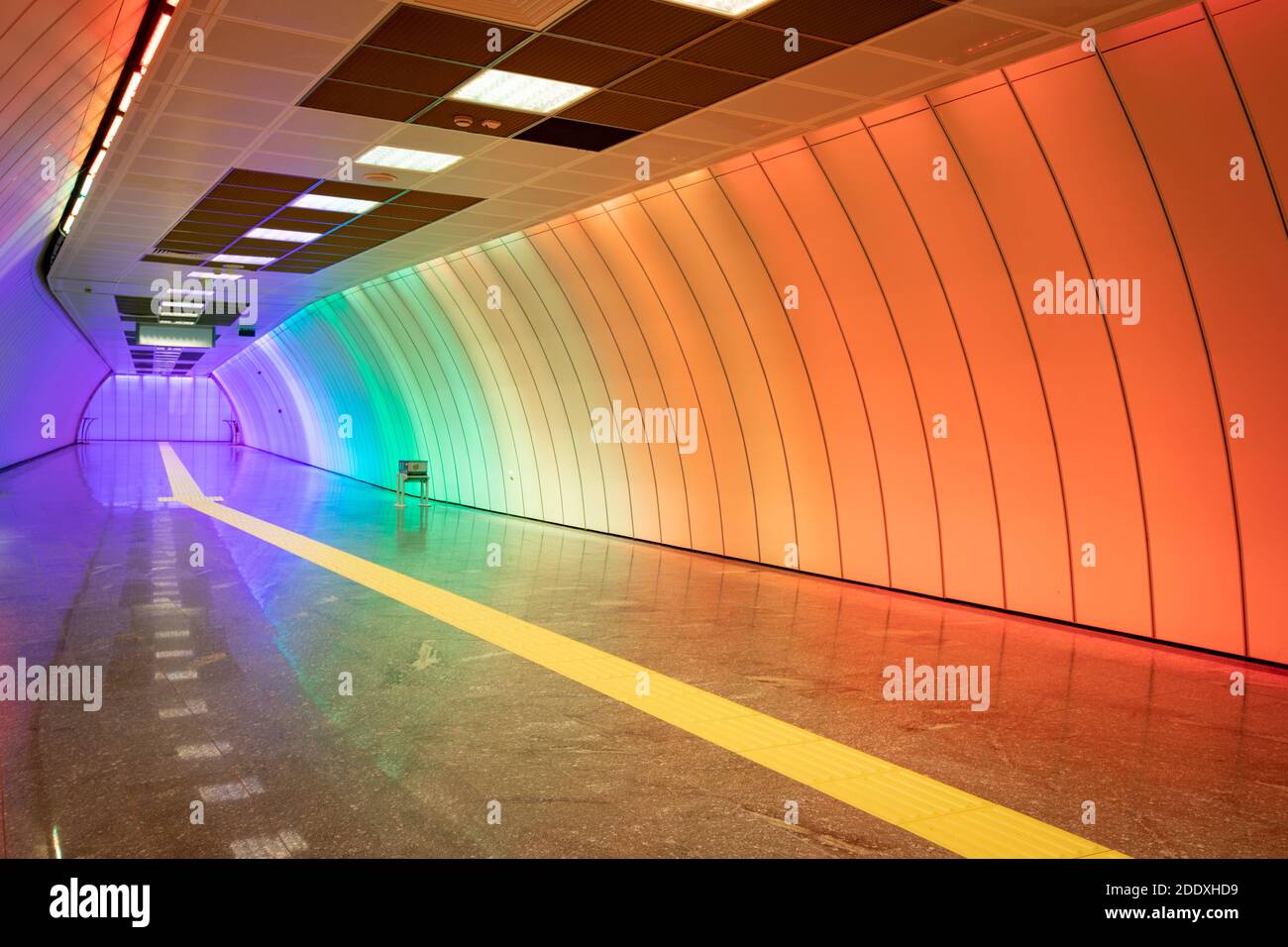 Multicolored and Modern Subway Corridor in a Metro Station Stock Photo ...