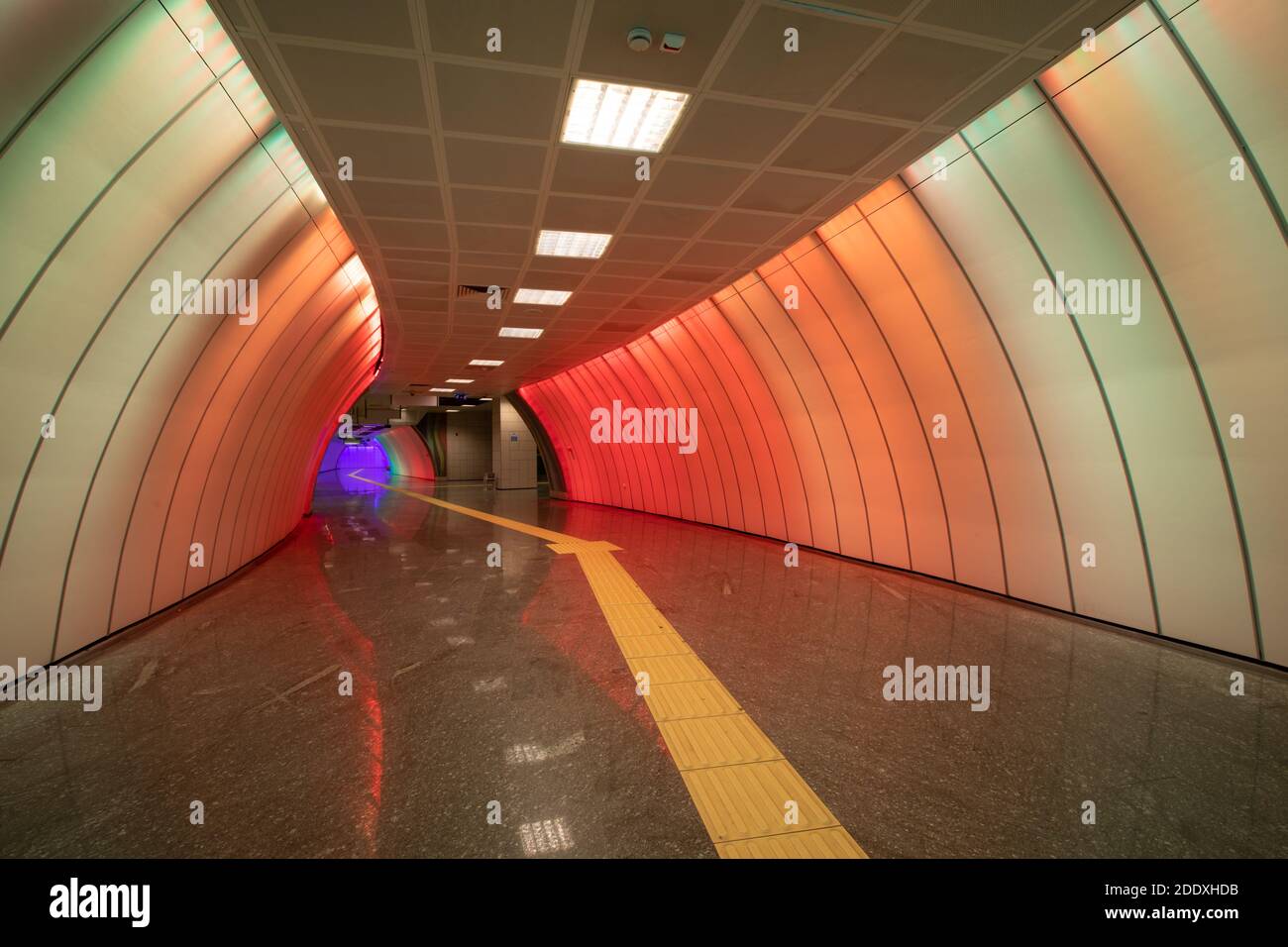 Multicolored and Modern Subway Corridor in a Metro Station Stock Photo ...