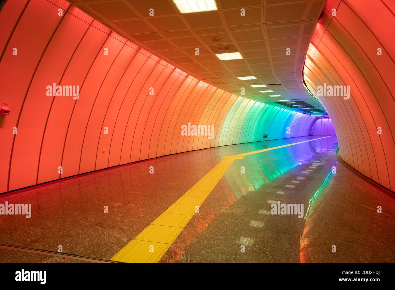 Multicolored and Modern Subway Corridor in a Metro Station Stock Photo ...