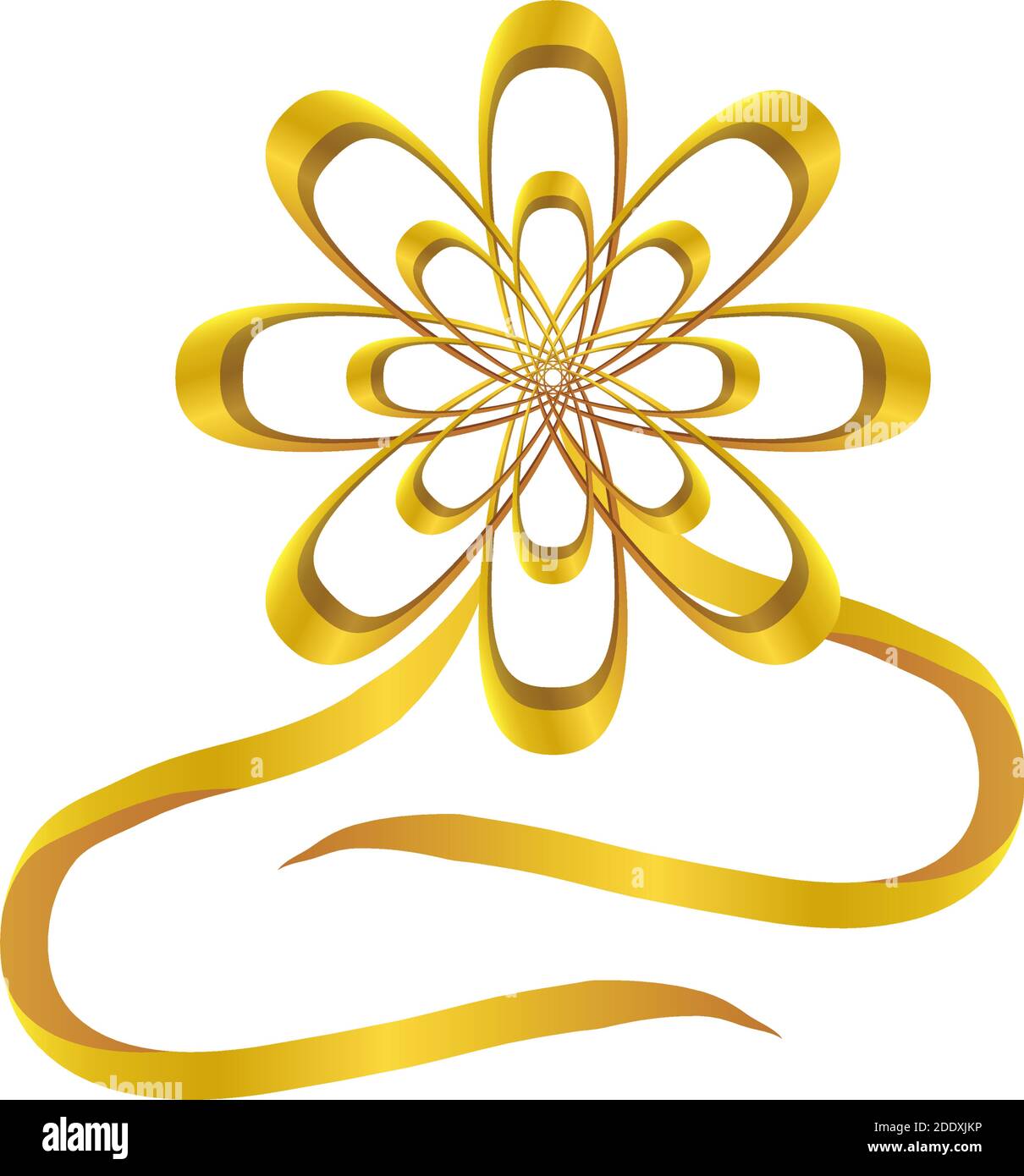 golden flowers ribbon decoration ornament on white background vector ...