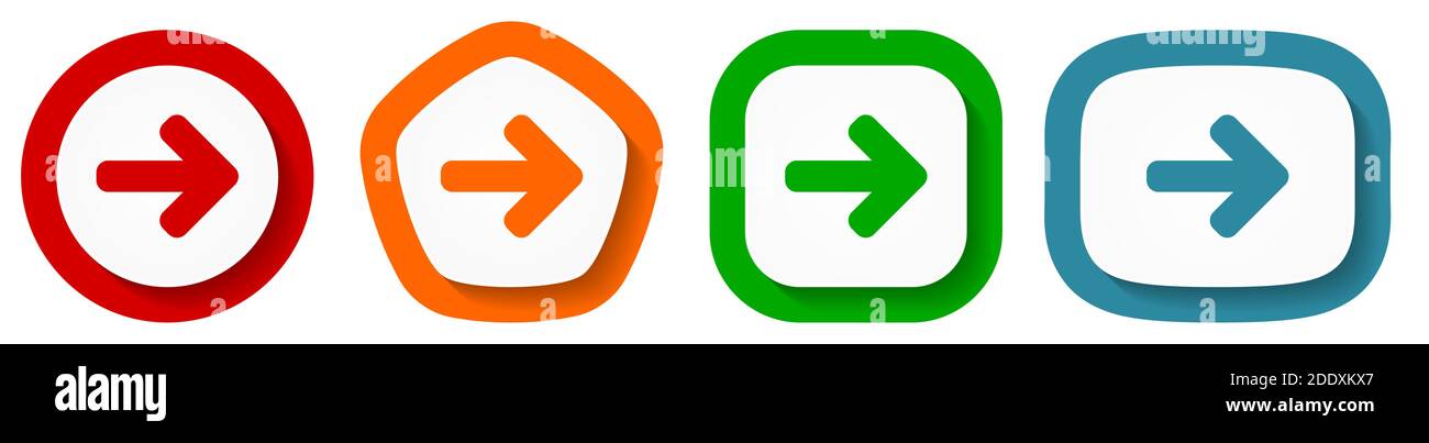 Set of flat design vector arrow icons, right direction symbols ...