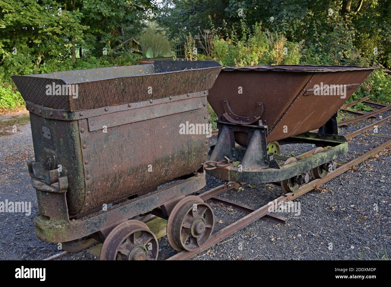 Former quarry tipper wagons on a private narrow gauge railway in ...
