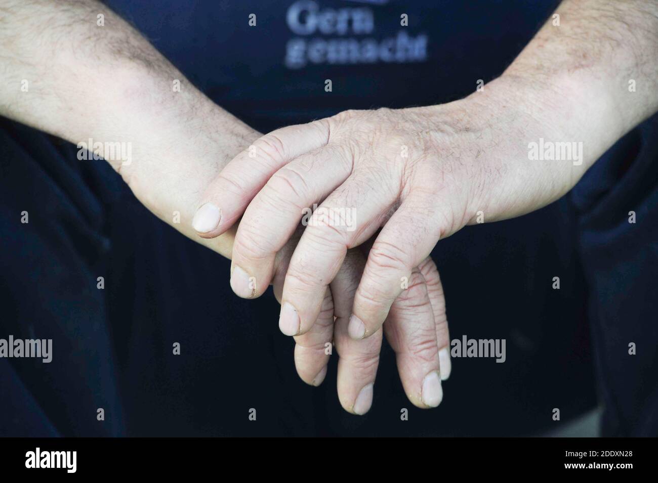 one hand touching the other, human tactile and haptic perception Stock ...