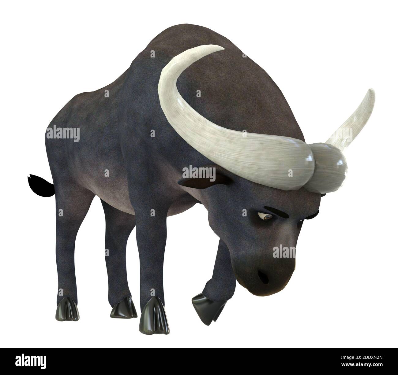 3D illustration cartoon bull isolated on white background Stock Photo ...