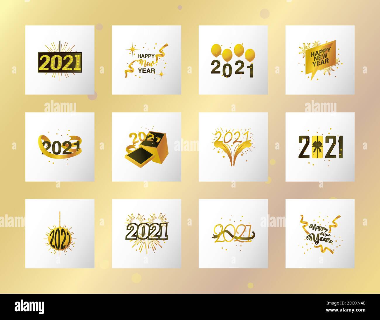happy new year 2021 icons collection celebration and decoration vector ...