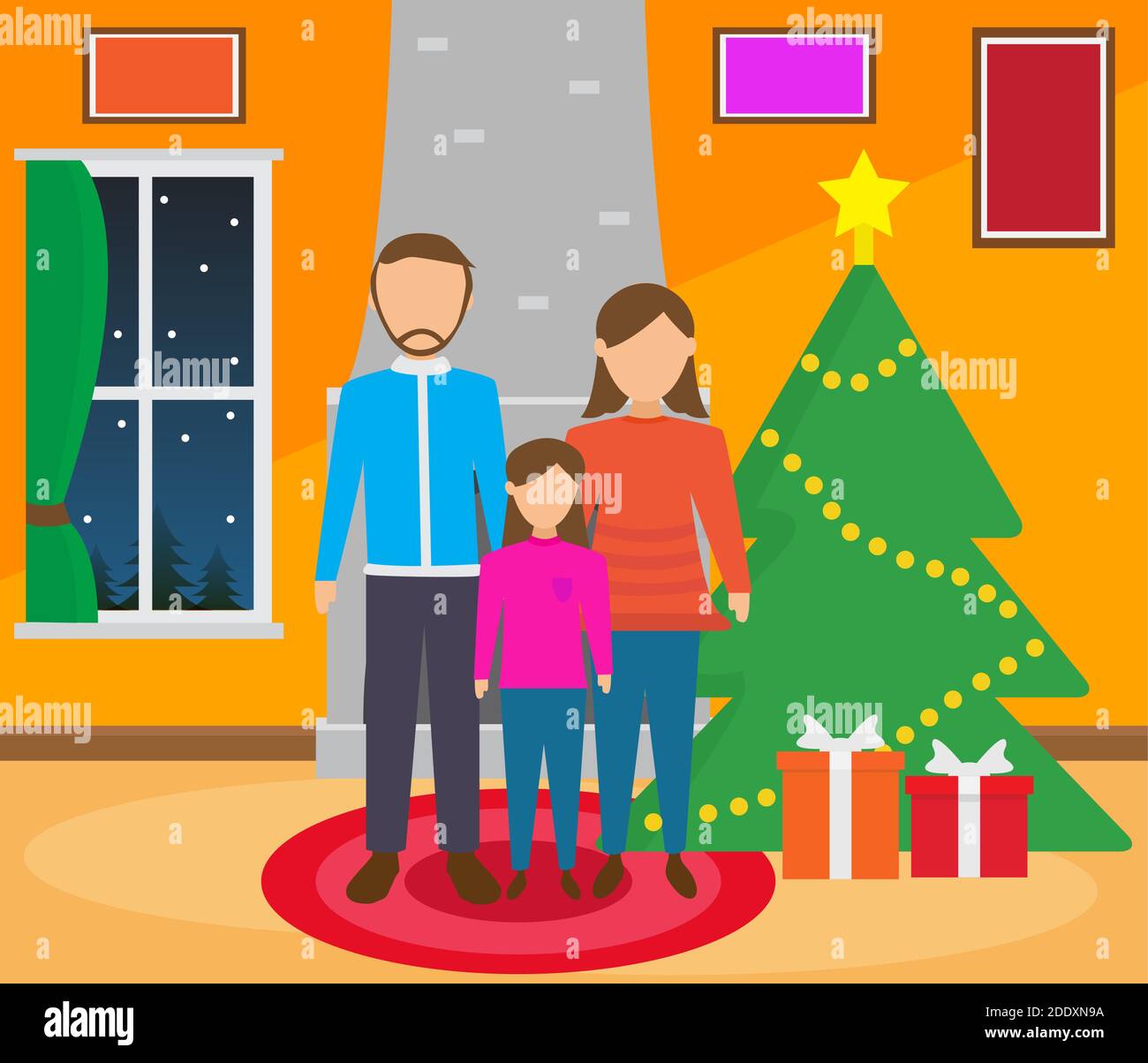 Happy woman celebrating christmas Stock Vector Images - Alamy