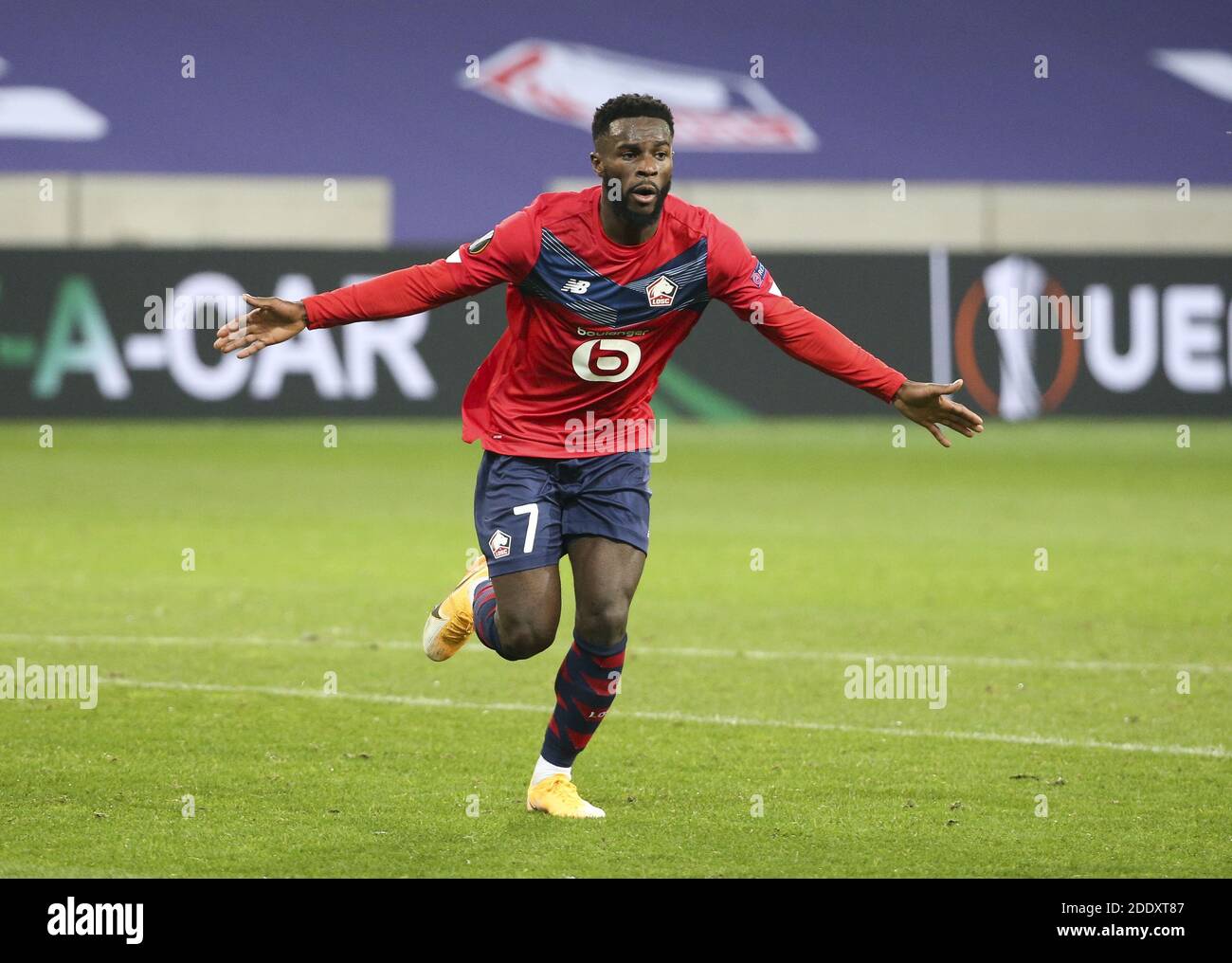 Jonathan Bamba of Lille celebrates his goal during the UEFA Europa ...