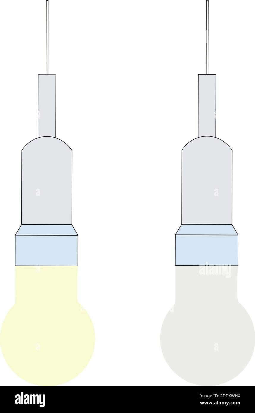 Vector of two light bulbs with light. Simple design Stock Vector Image ...