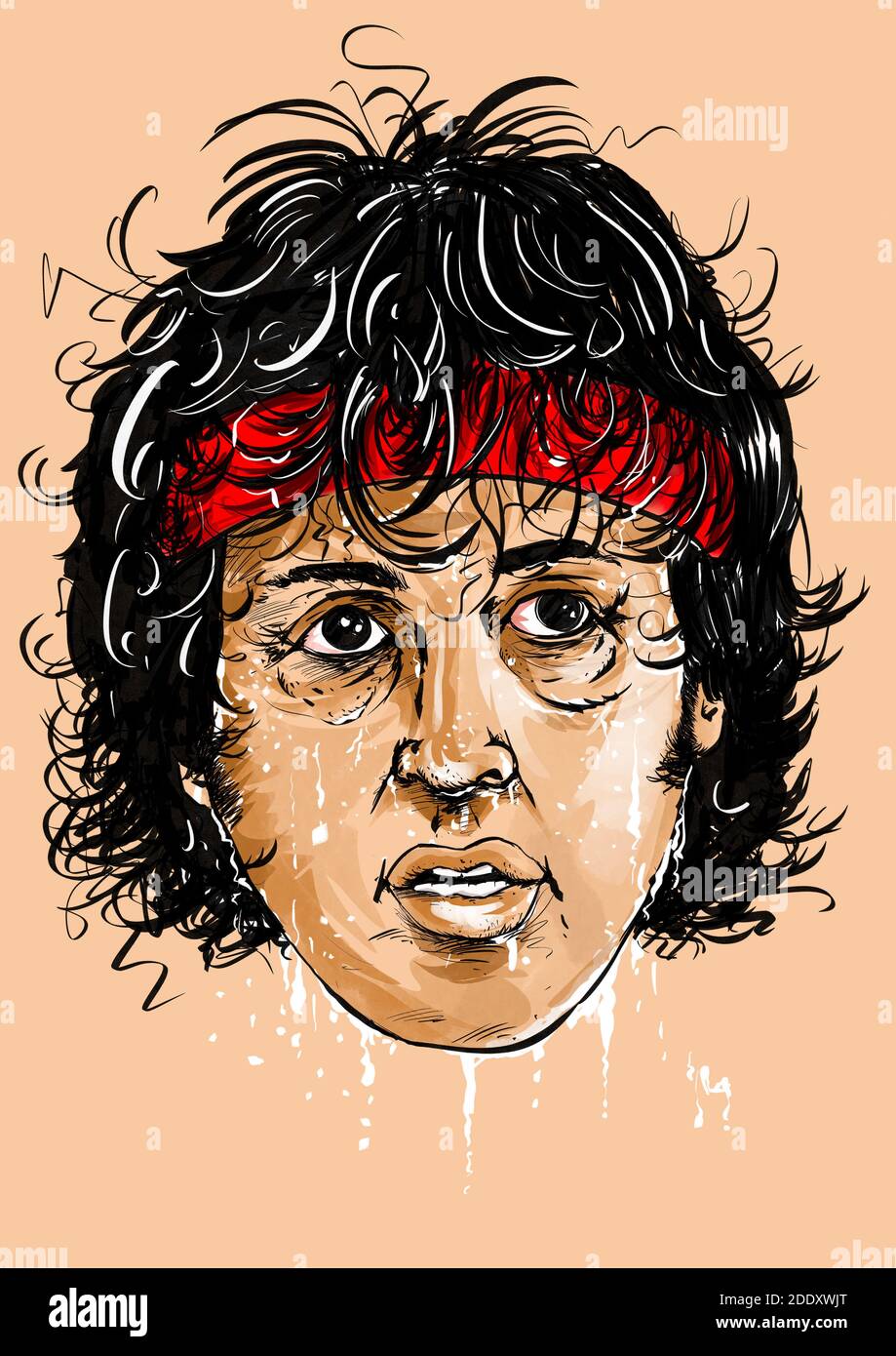 Illustration Portrait Rocky Balboa - Sylvester Stallone Stock Photo - Alamy