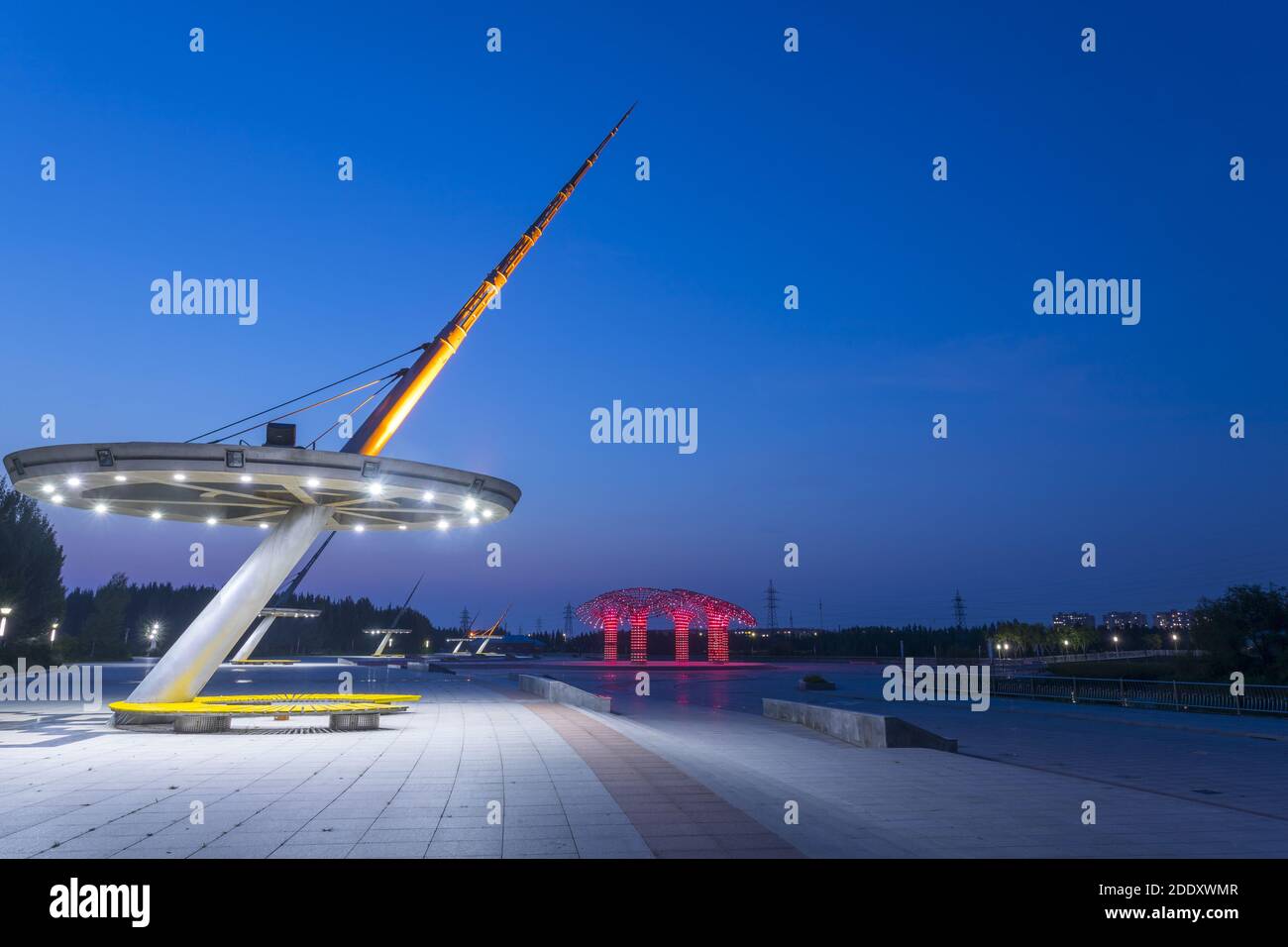 Daqing oilfield square night view panoramic hi-res stock photography ...