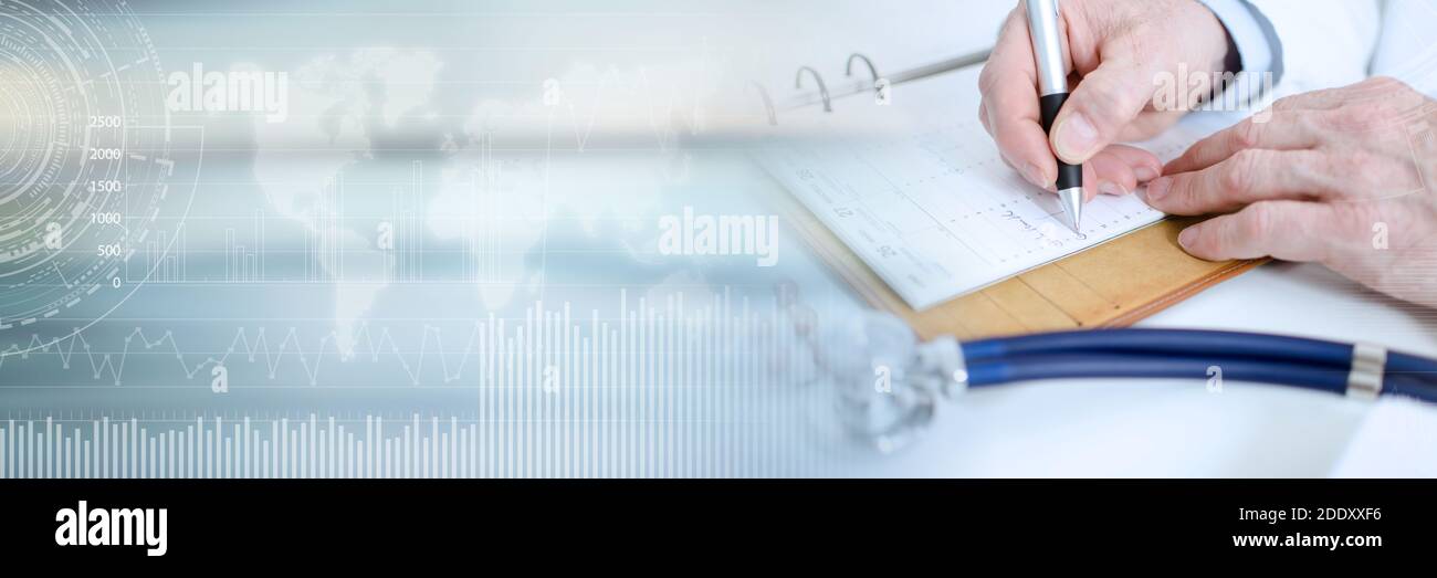 Doctor taking an appointment at his office; panoramic banner Stock ...