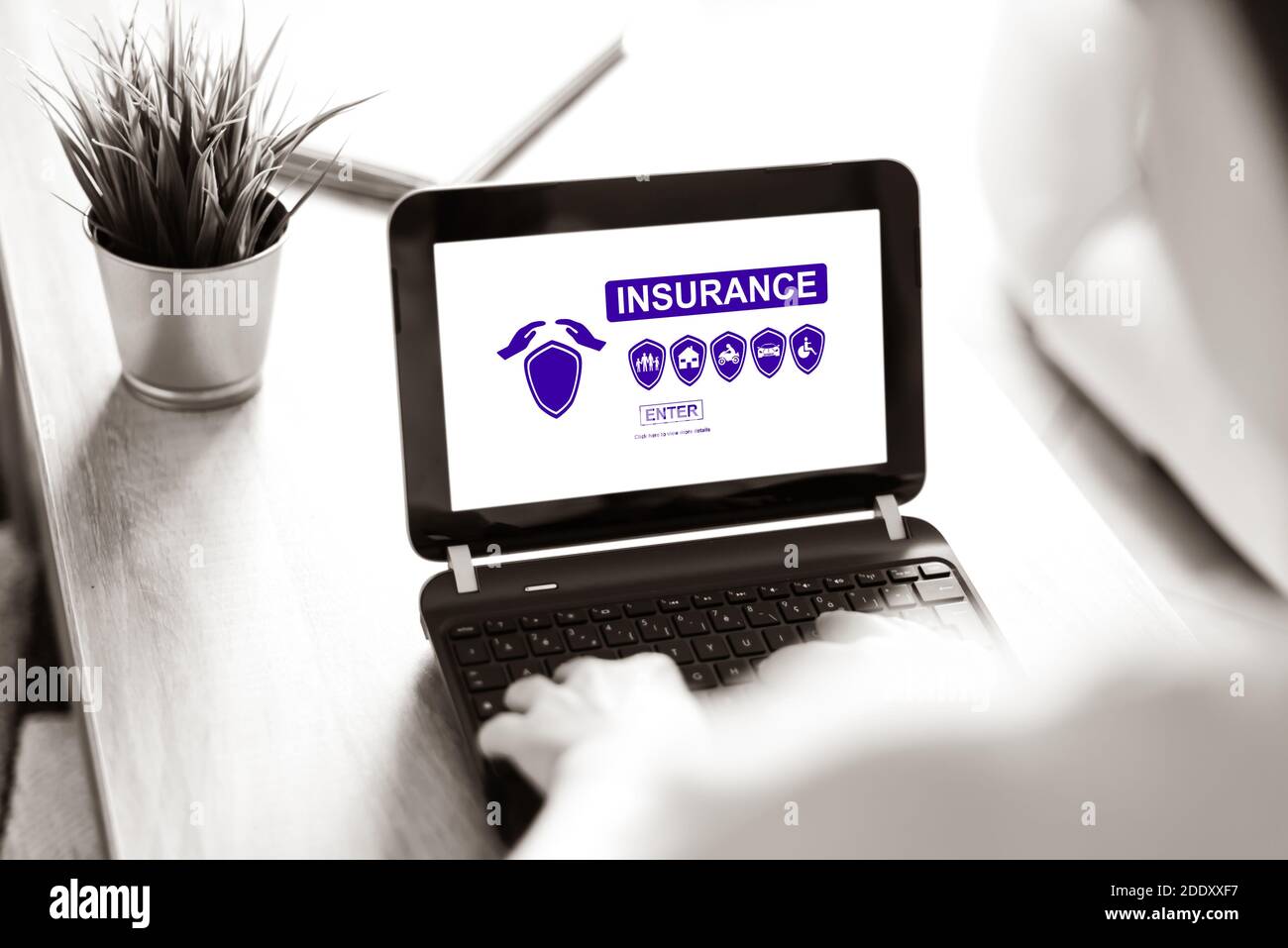 Laptop screen displaying an insurance concept Stock Photo - Alamy