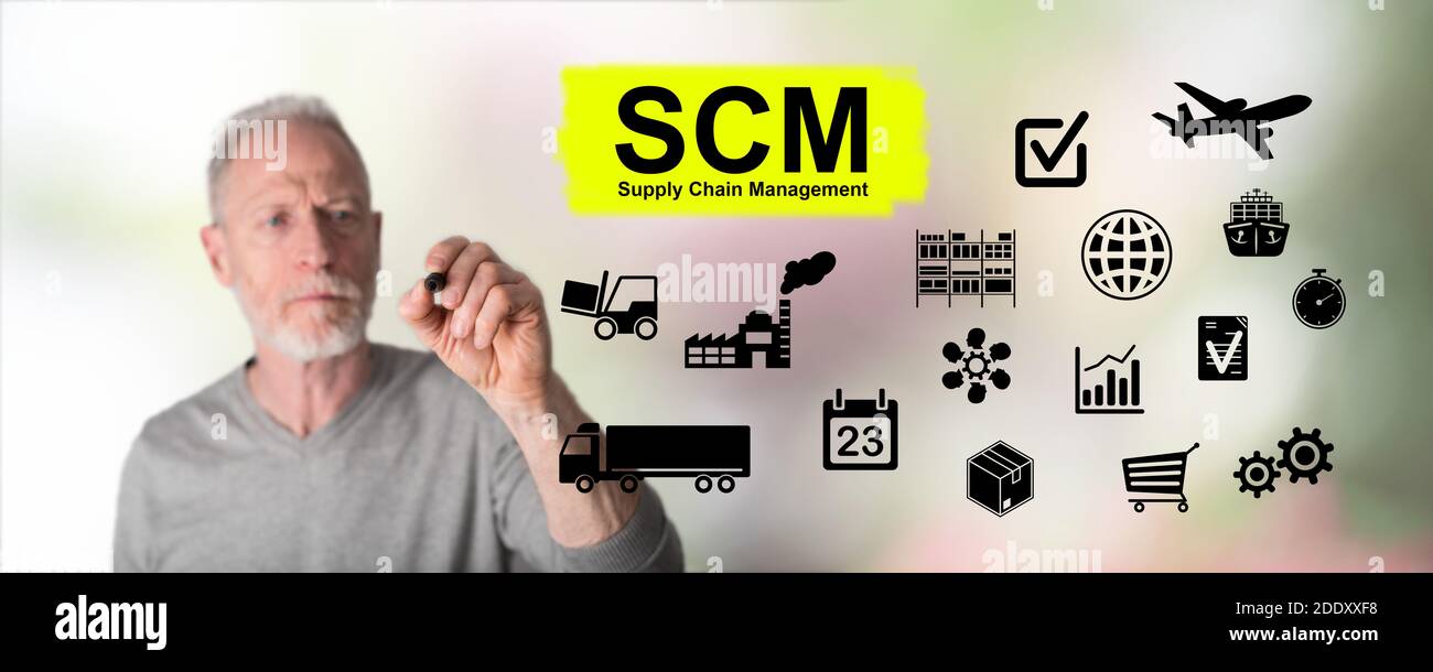 Scm concept drawn by a man Stock Photo - Alamy
