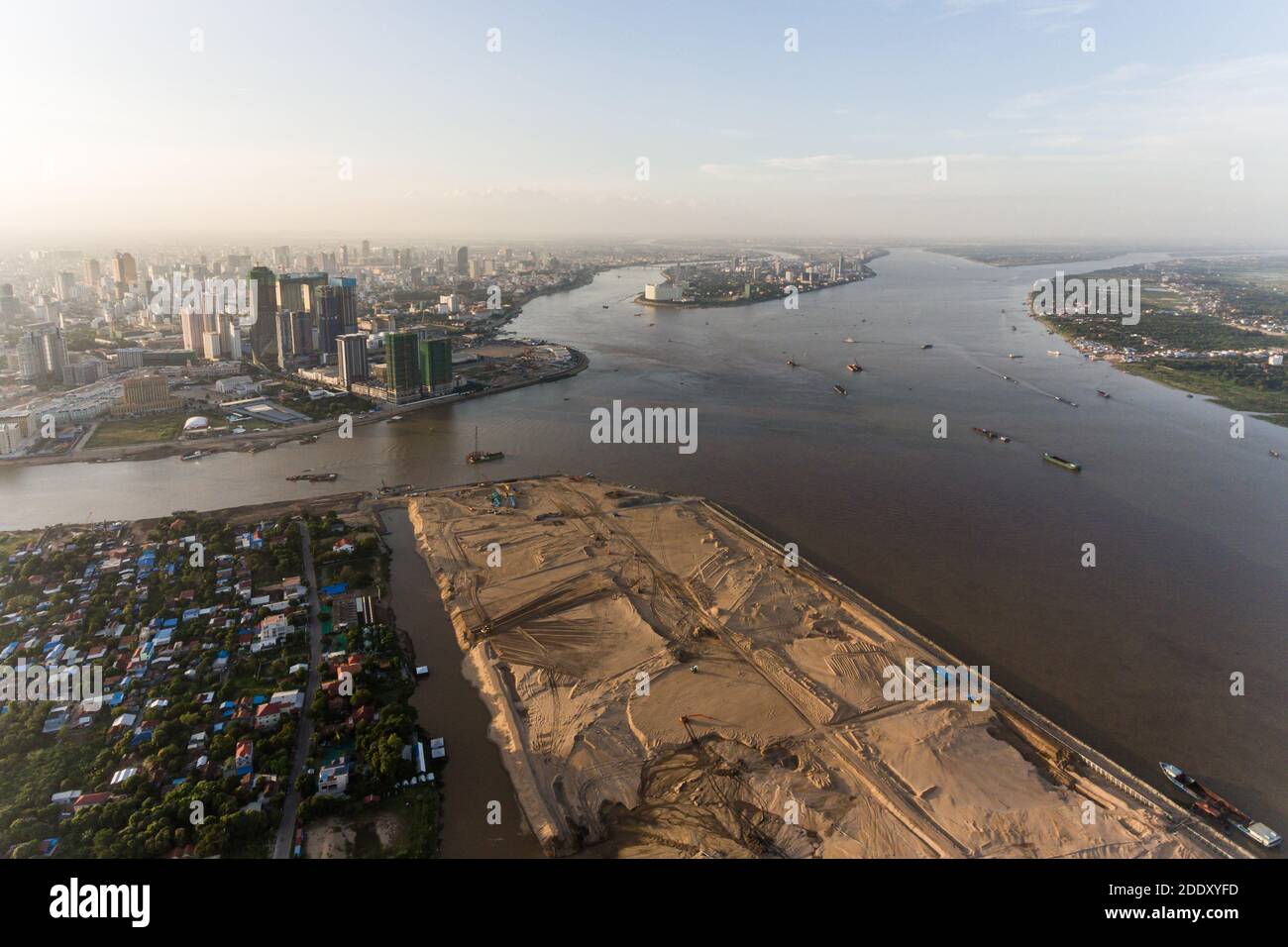 (EDITORS NOTE: image taken with a drone)A view of the Cambodia capital ...