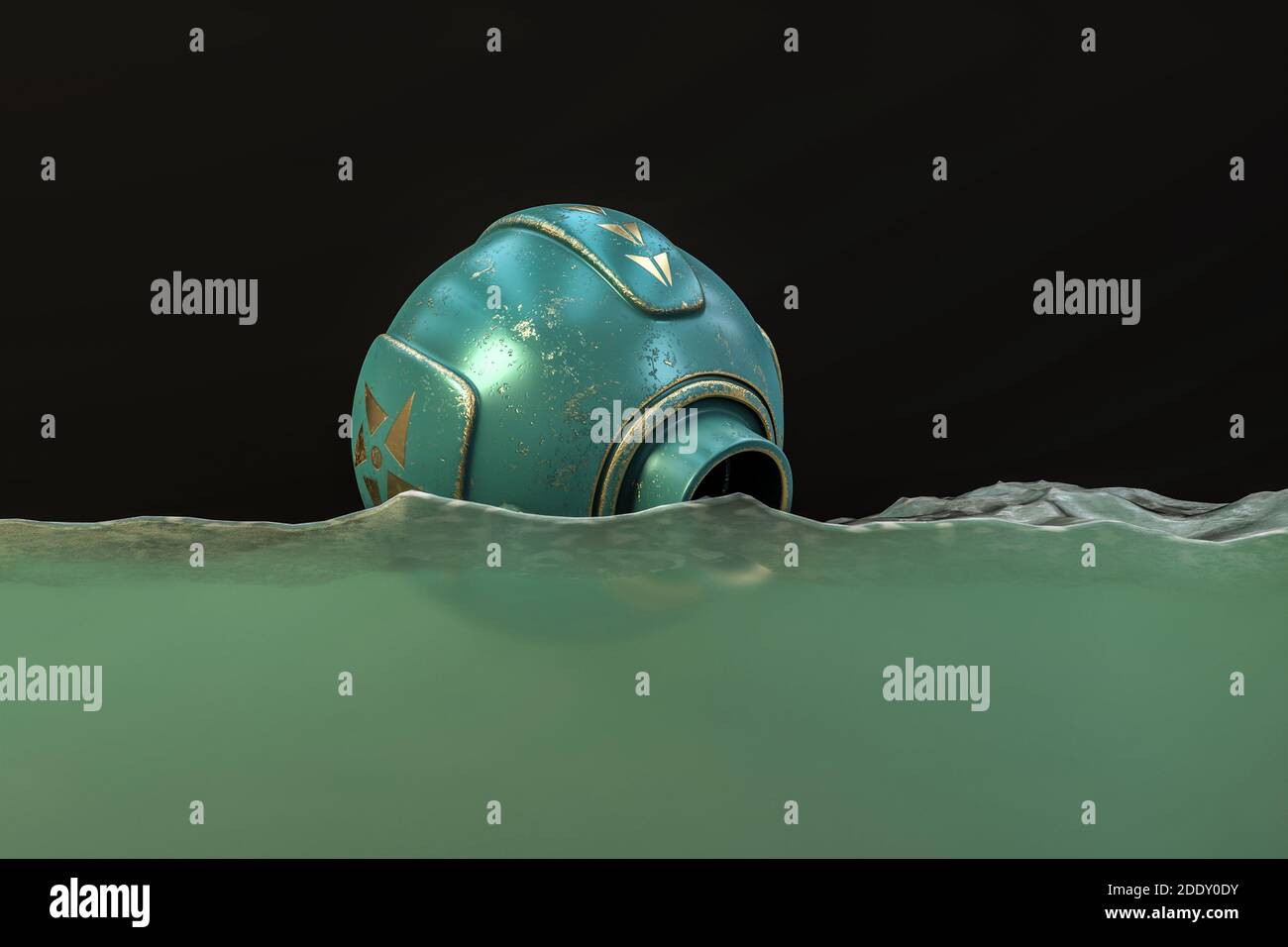 space capsule floats in the water 3d illustration Stock Photo - Alamy