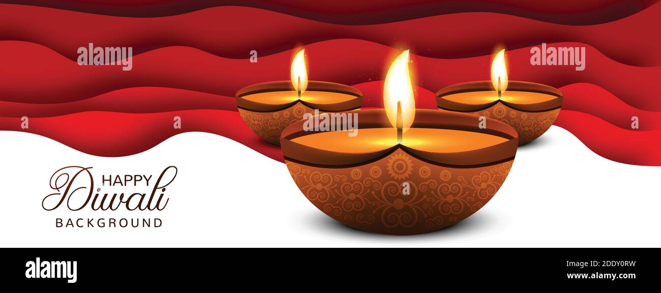 Beautiful diwali diya oil lamp festival header background Stock Vector ...