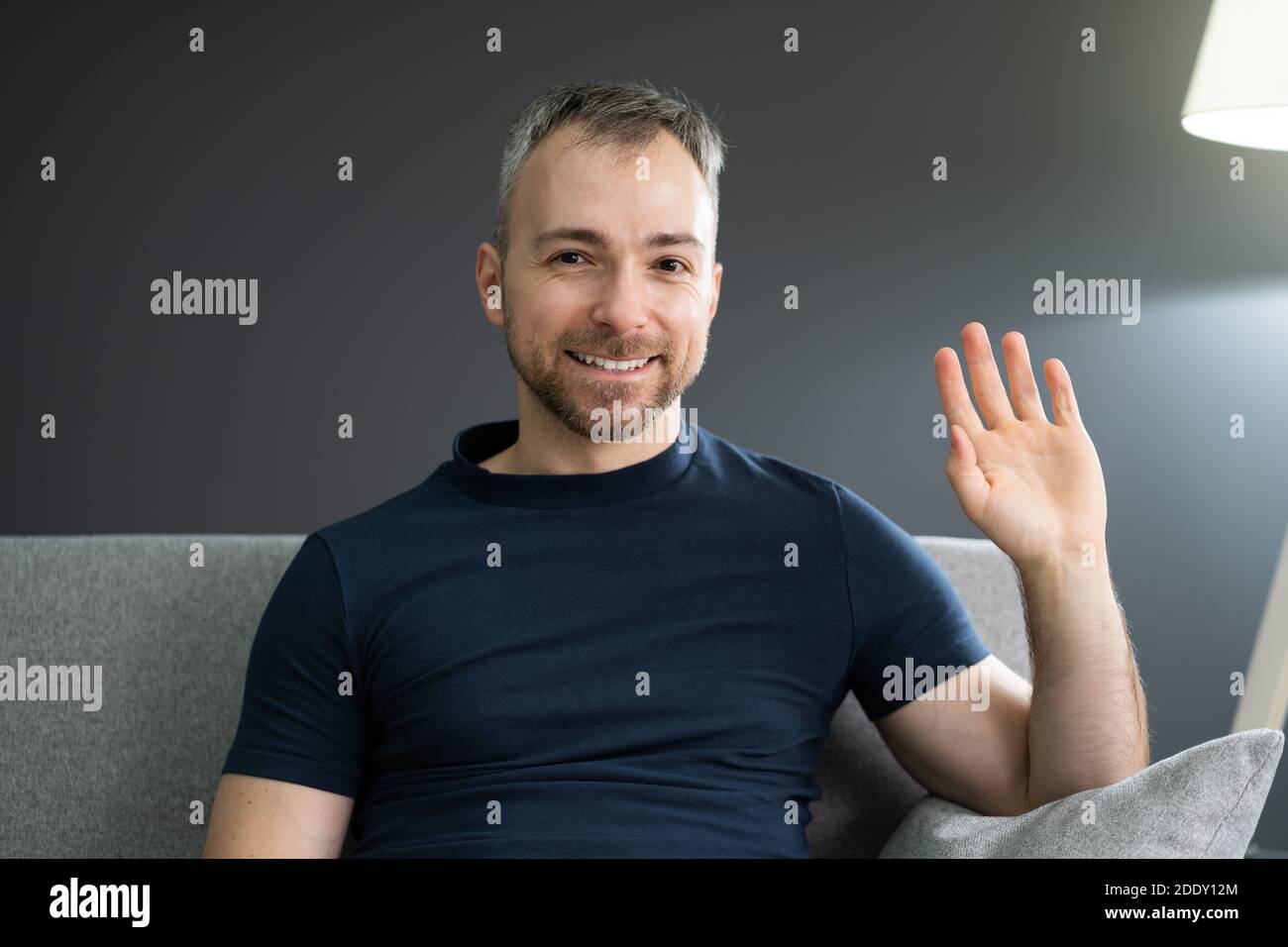 Man Portrait At Home In Video Conference Stock Photo - Alamy