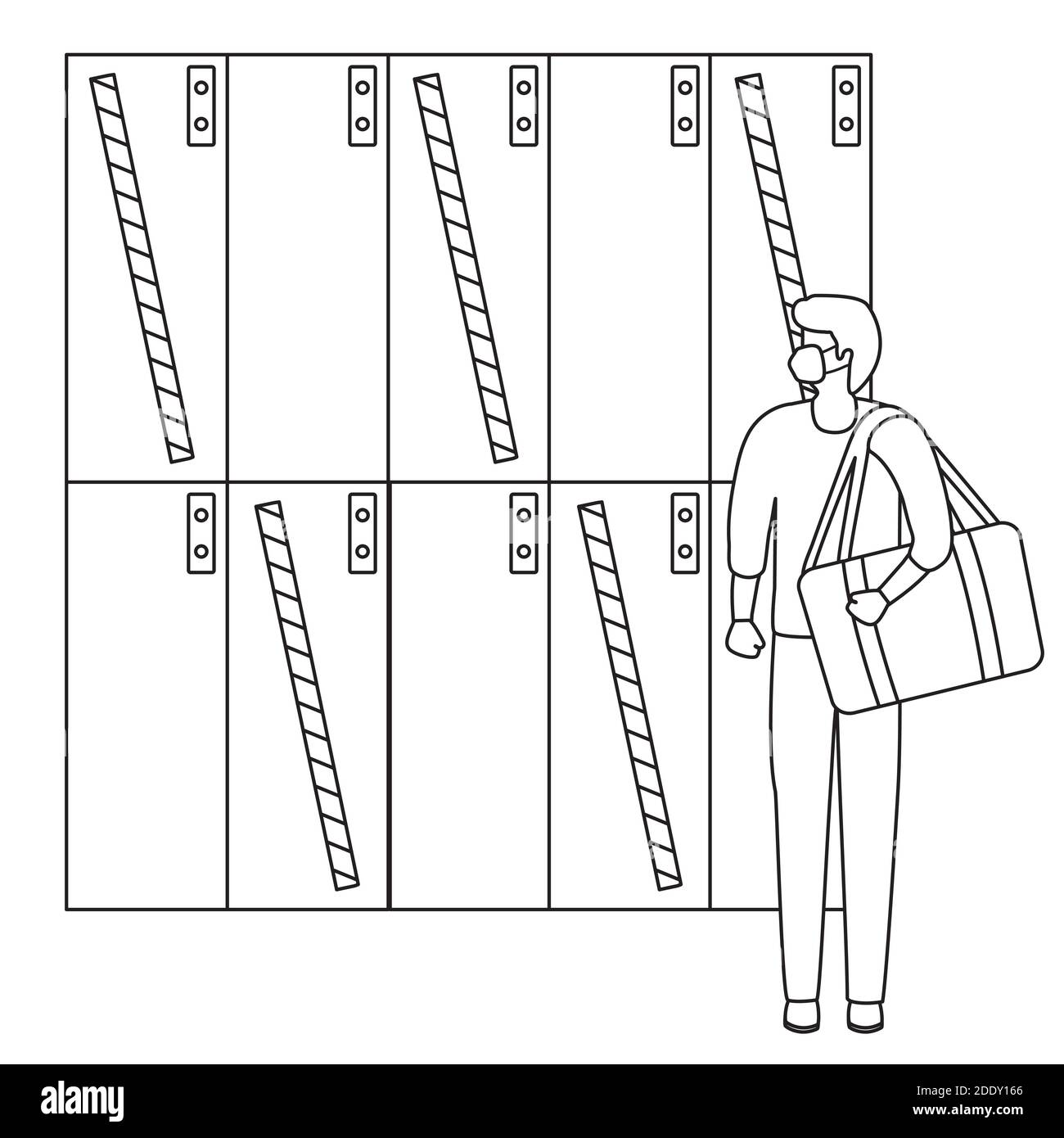 Vector illustration Locker room with safe lockers in sports club ...