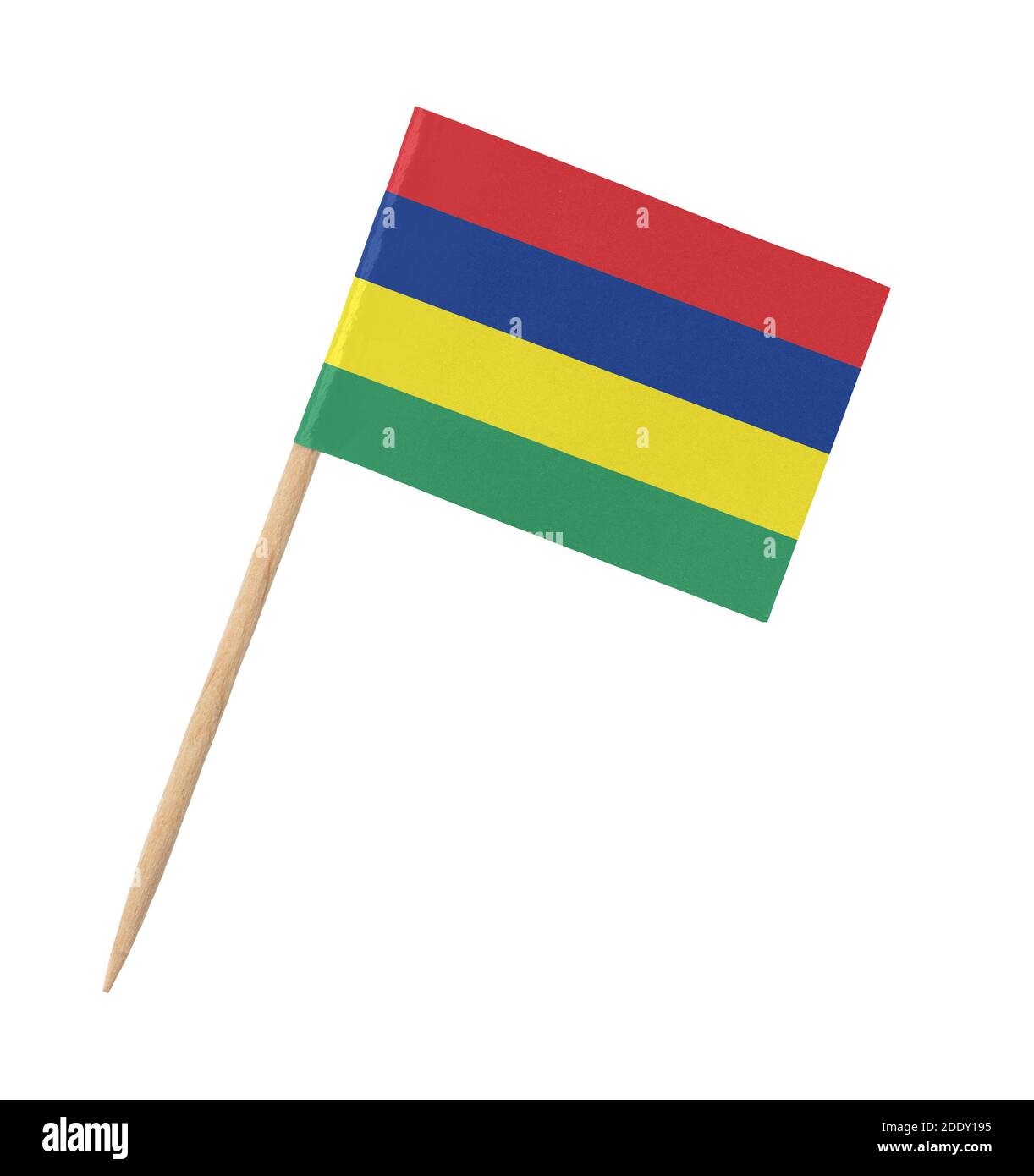 Small paper flag of Mauritius on wooden stick, isolated on white Stock ...