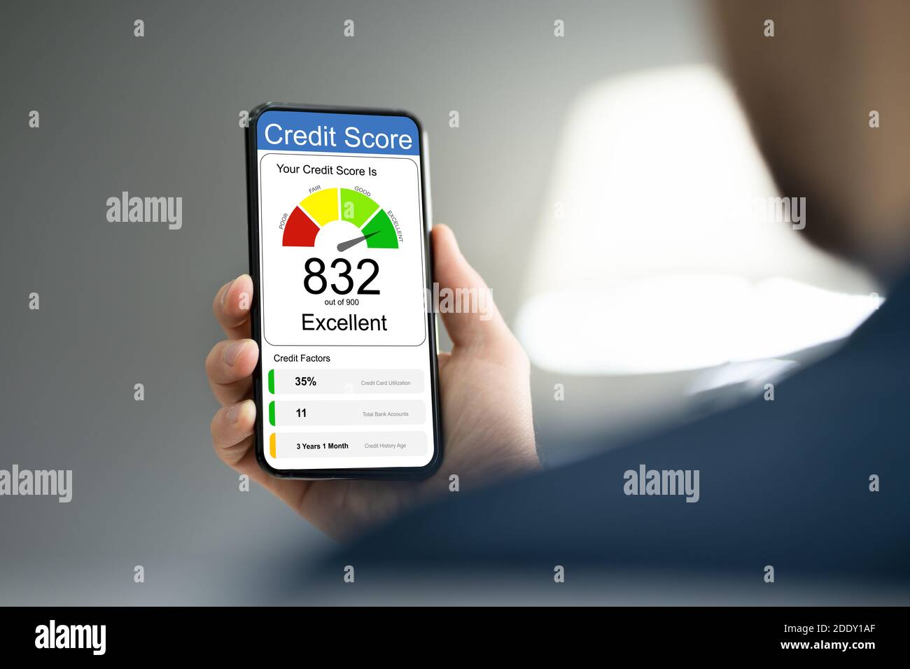 Online Credit Score Rating Check Using Smartphone Stock Photo - Alamy