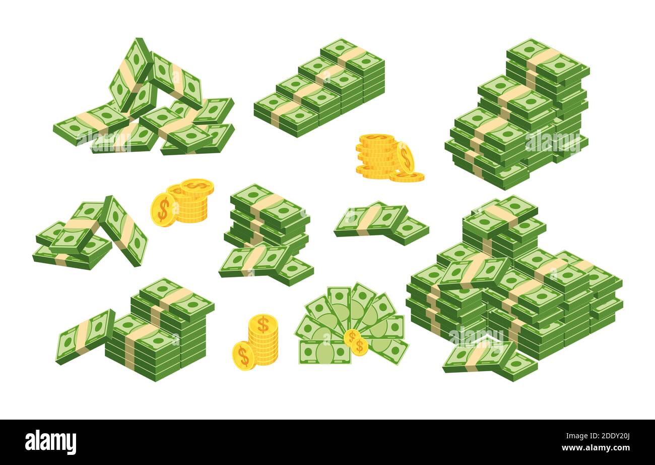 Huge packs of paper money. Flat vector illustration Stock Vector Image ...