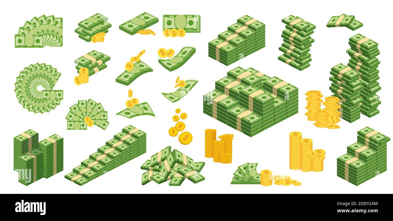 Huge packs of paper money. Flat vector illustration Stock Vector Image ...