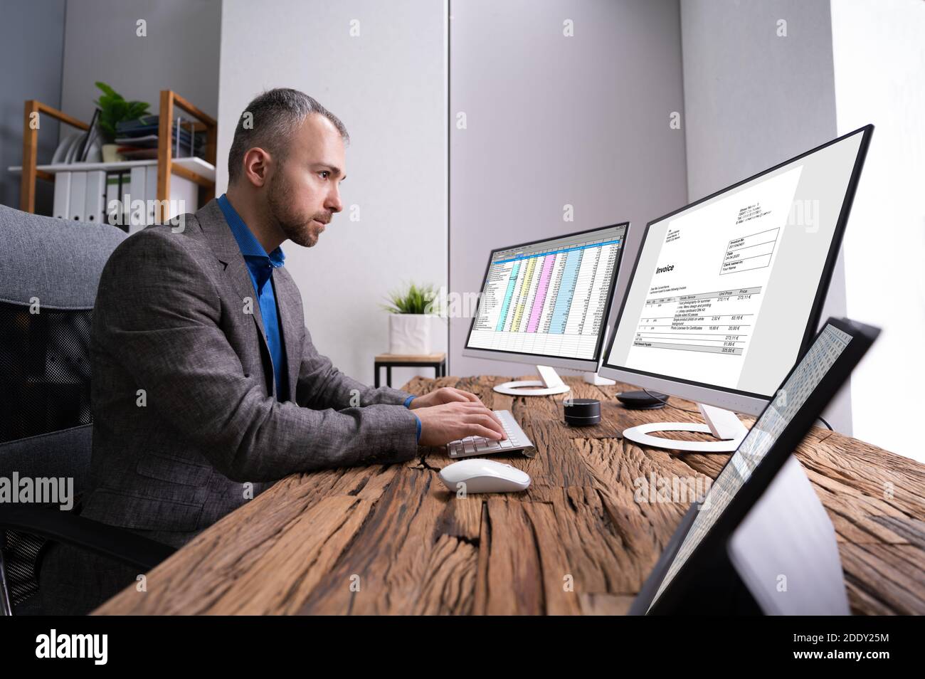 Electronic Invoice Online Calculator On Desktop Computer Stock Photo ...