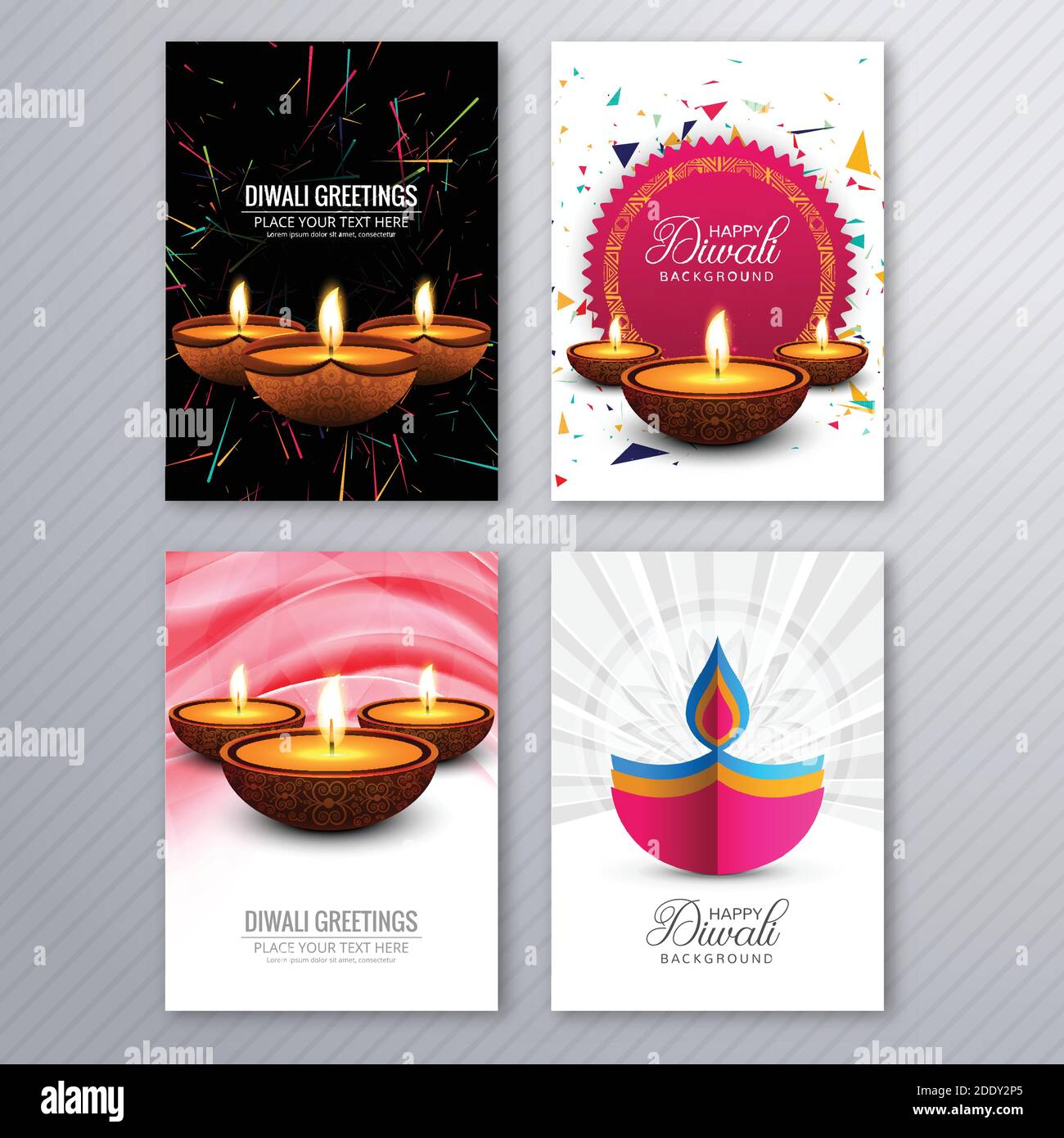 Happy diwali colorful brochure template collection vector Stock Vector ...