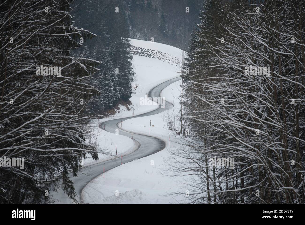 vehicle tracks on traffic routes in winter, transportation and mobility ...