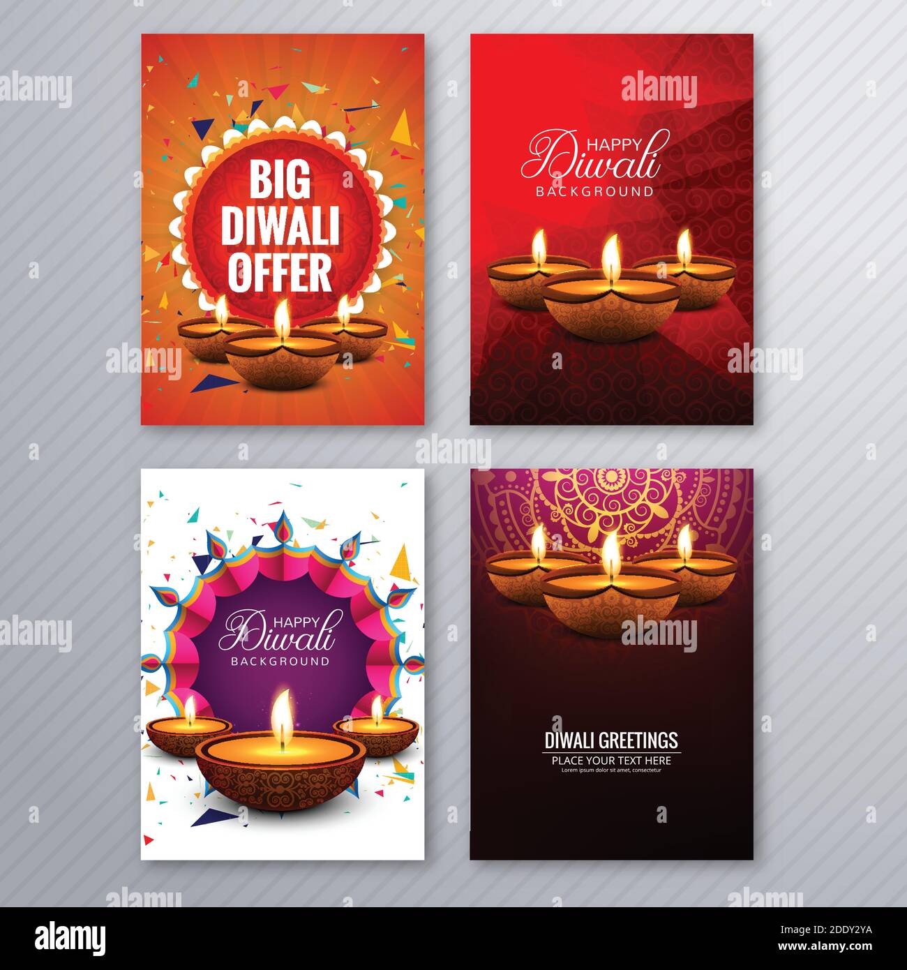 Happy diwali colorful brochure template collection vector Stock Vector ...