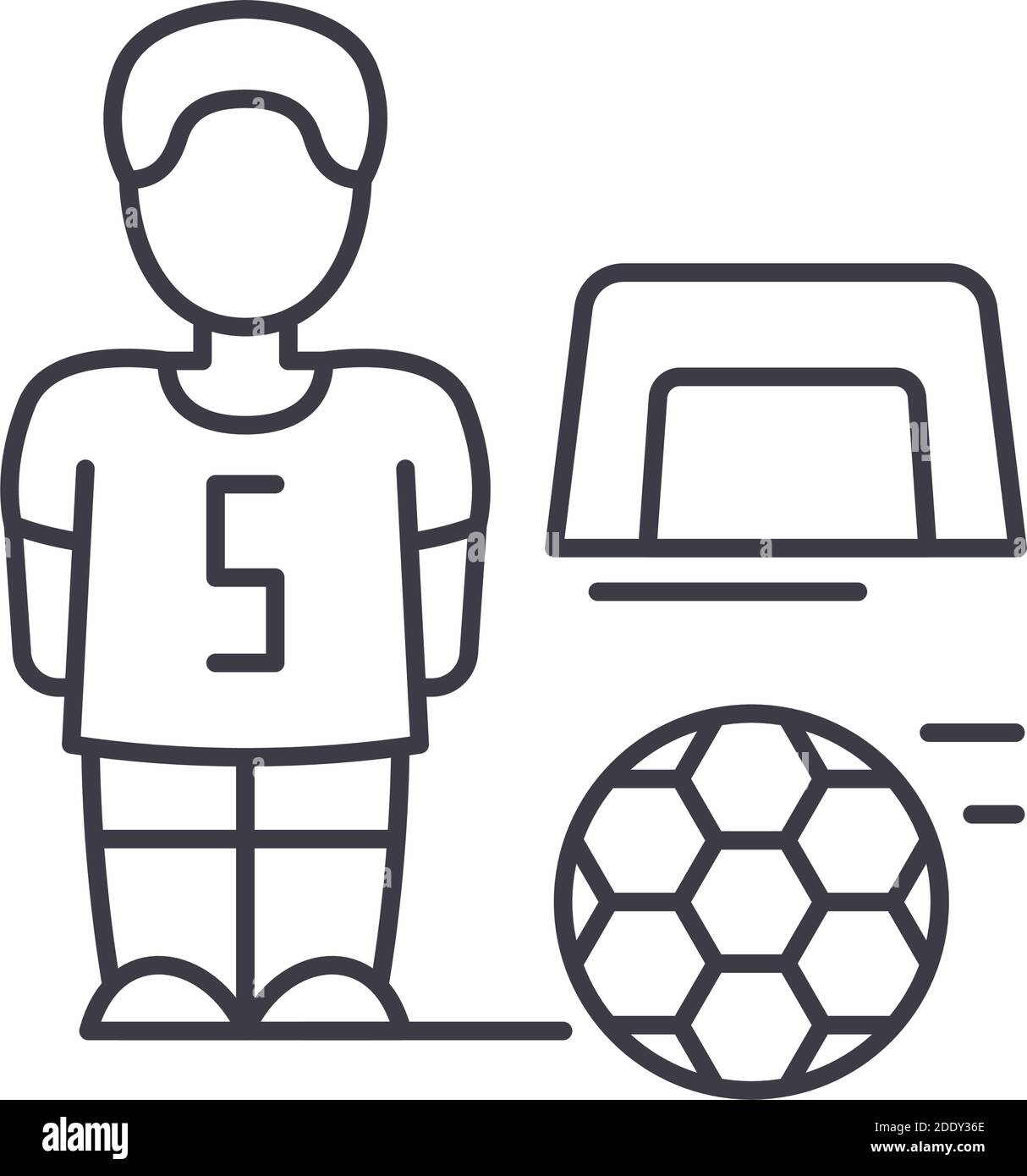 Football player icon, linear isolated illustration, thin line vector ...
