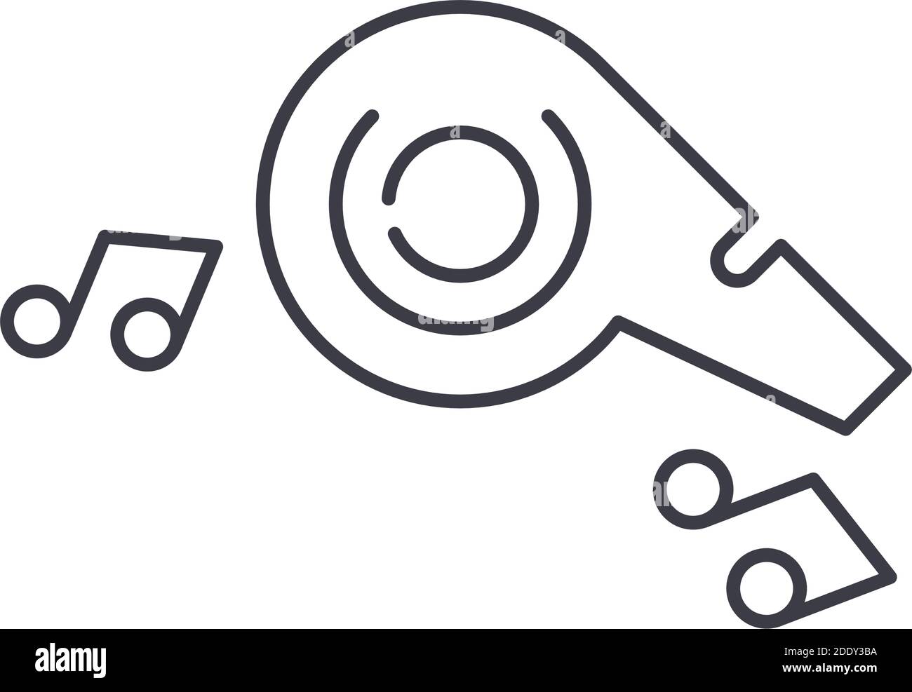 Football whistle icon, linear isolated illustration, thin line vector, web design sign, outline ...