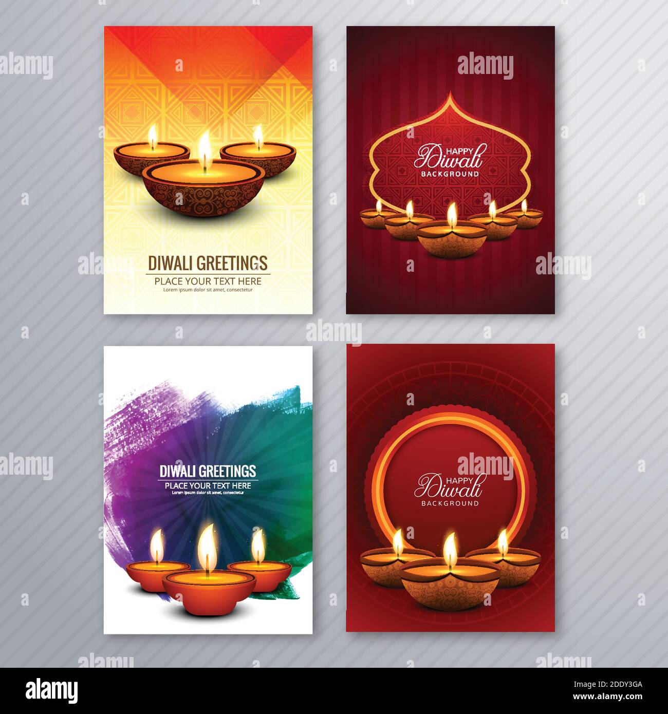Happy diwali colorful brochure template collection vector Stock Vector ...