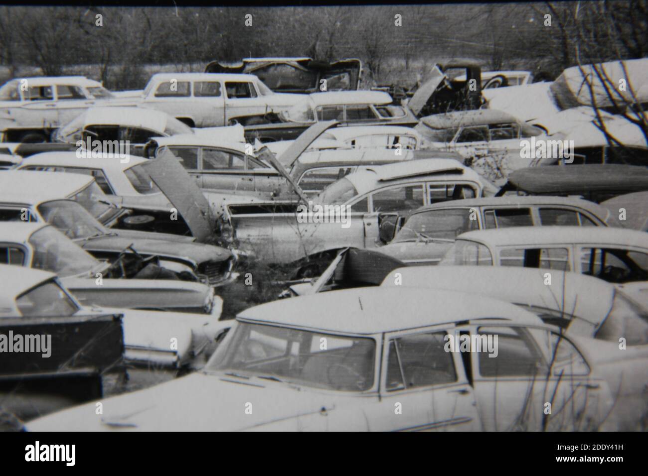 Fine 1970s vintage black and white photography of a junkyard full of ...