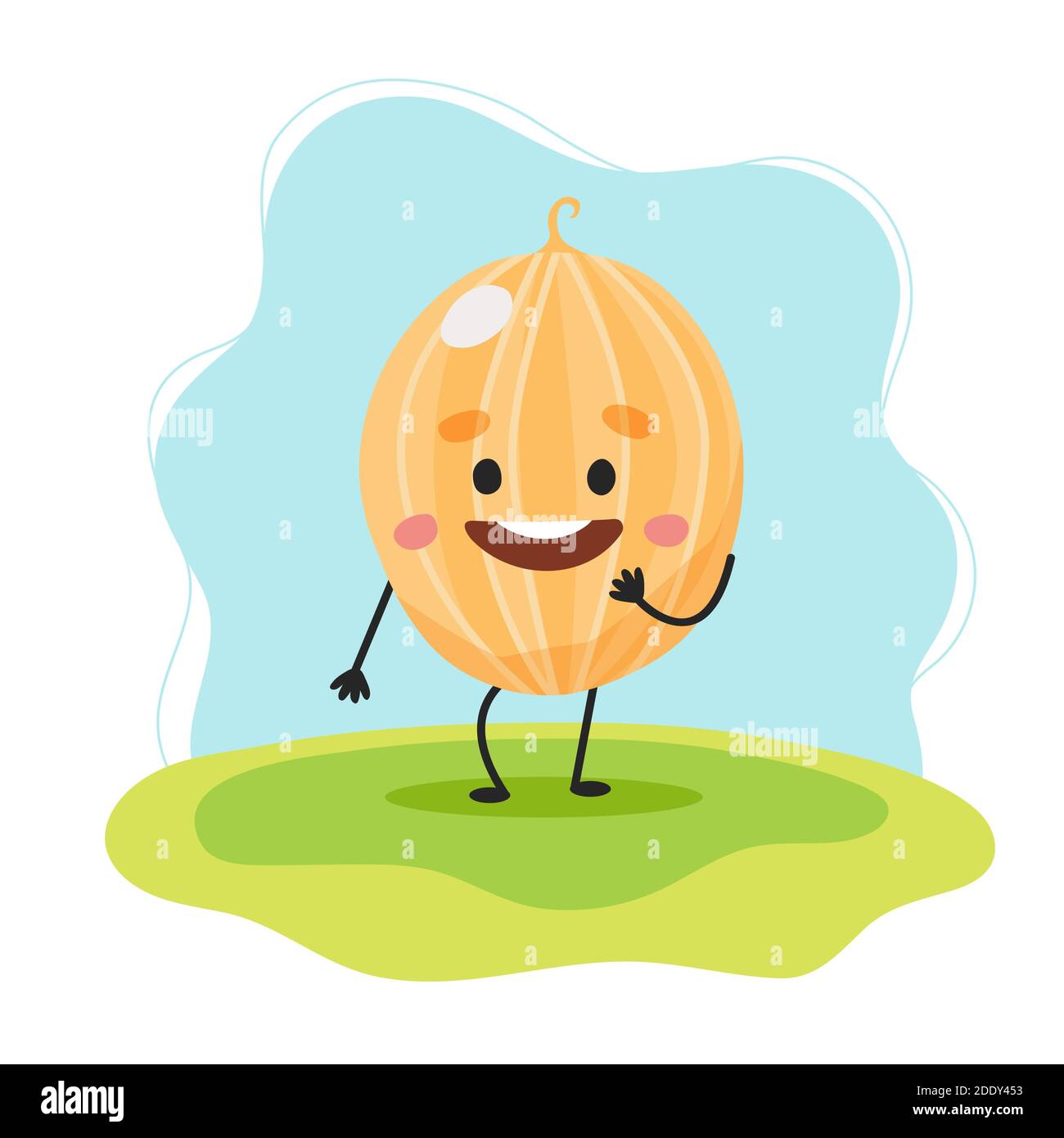 Melon cute character, vector illustration for kids in cartoon style ...