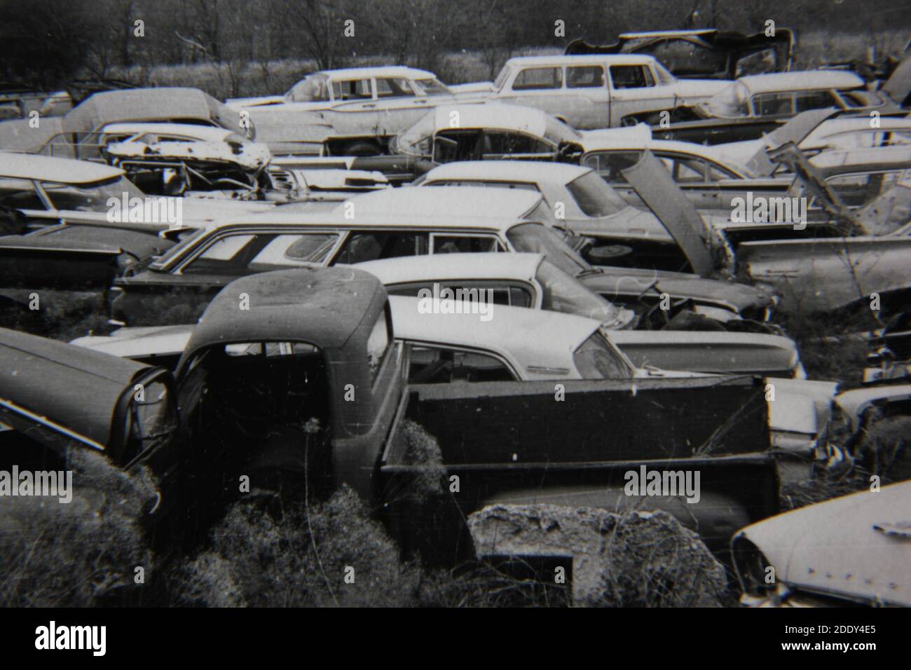 Fine 1970s vintage black and white photography of a junkyard full of ...