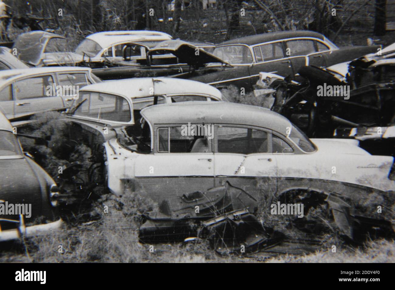 Fine 1970s vintage black and white photography of a junkyard full of ...