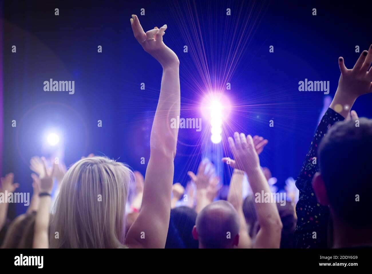 Woman raise hands up hi-res stock photography and images - Alamy