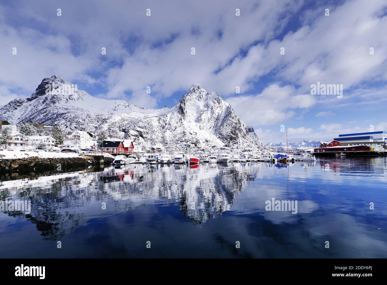 View of Svolvaer resort in winter time, Lofoten Archipelago, Norway ...