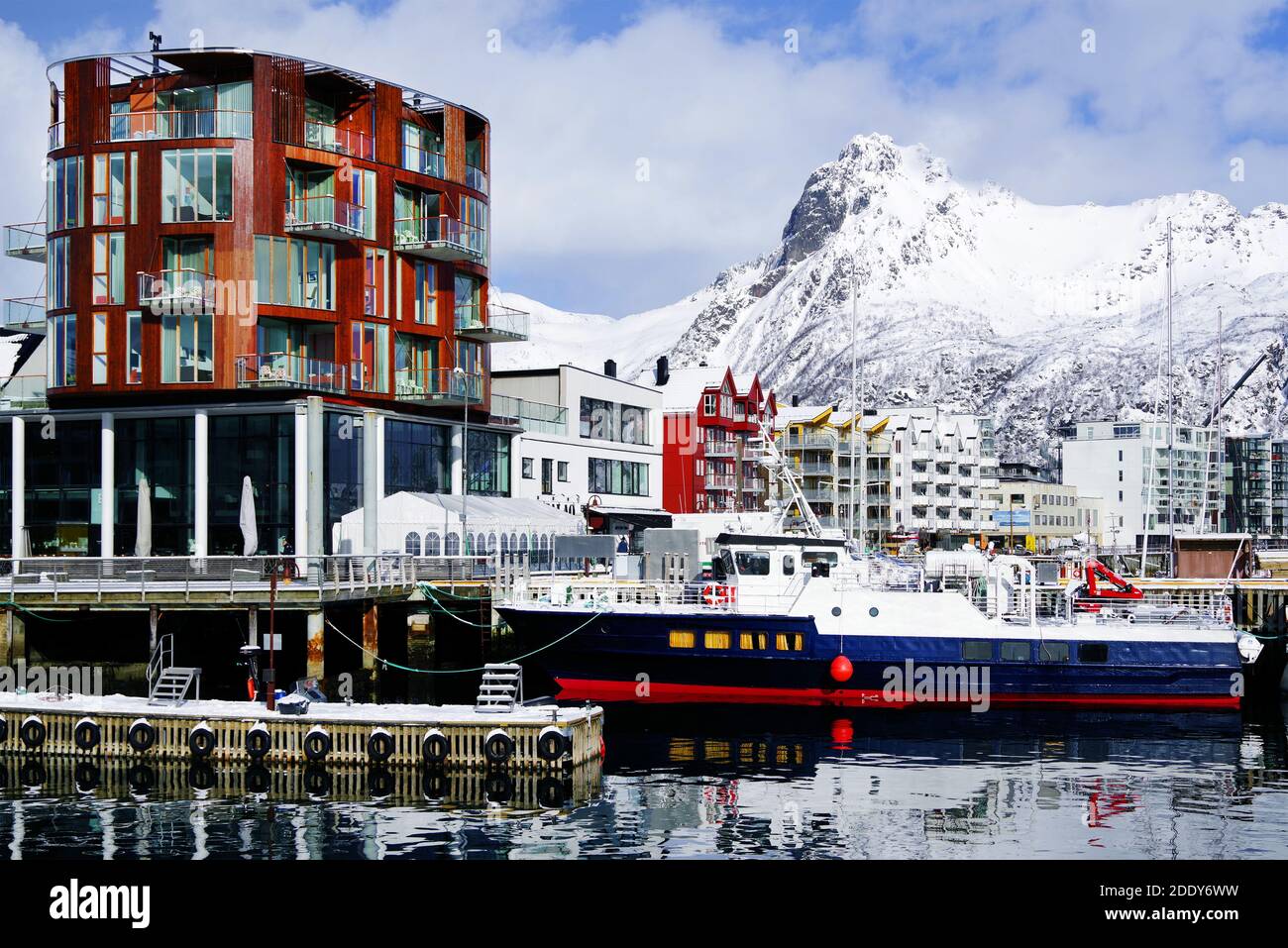 View of Svolvaer resort in winter time, Lofoten Archipelago, Norway ...