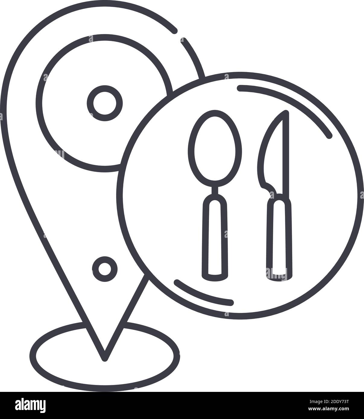Food location icon, linear isolated illustration, thin line vector, web ...