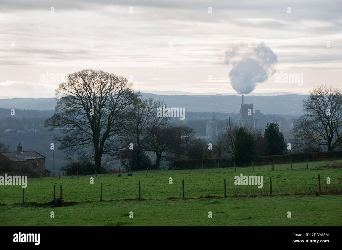 Around the UK - A distant view of the Ribble Valley Cement Works at ...