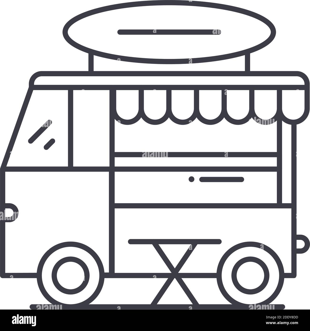 Food car icon, linear isolated illustration, thin line vector, web ...