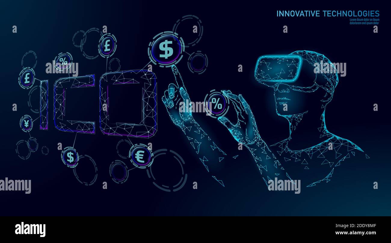 Initial coin offering ICO letters technology concept. Business finance ...