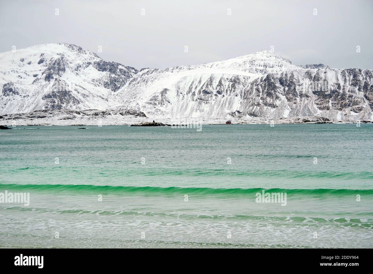 Winter landscape of the North Sea in Norway, Lofoten Archipelago ...