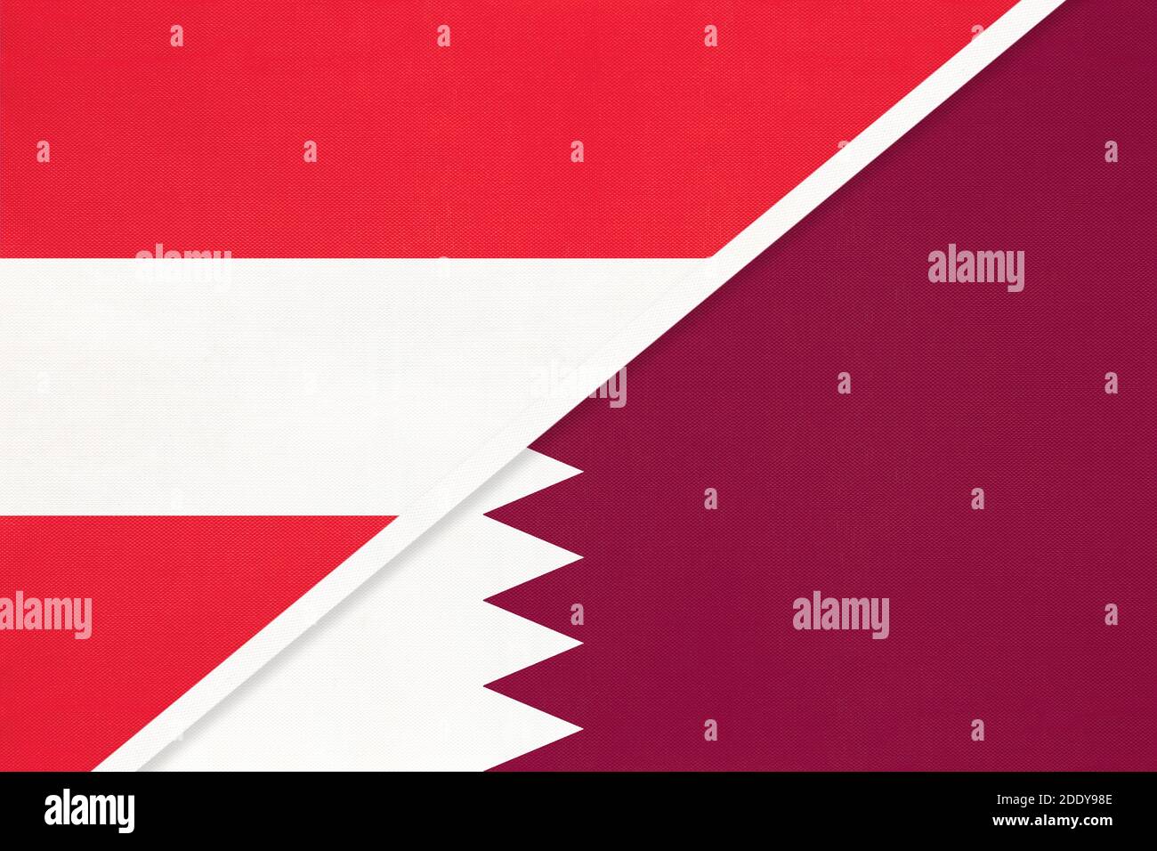 Austria and Qatar, national flags from textile. Relationship ...