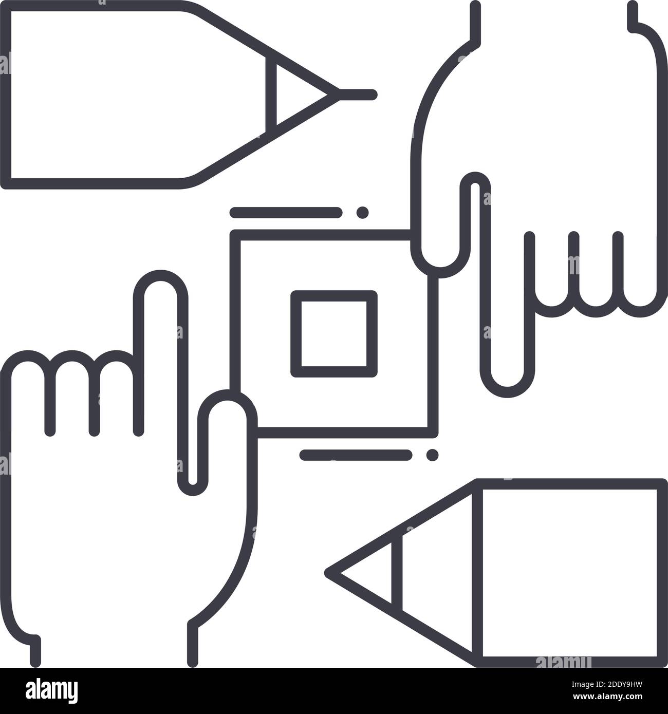 Focus at work icon, linear isolated illustration, thin line vector, web ...